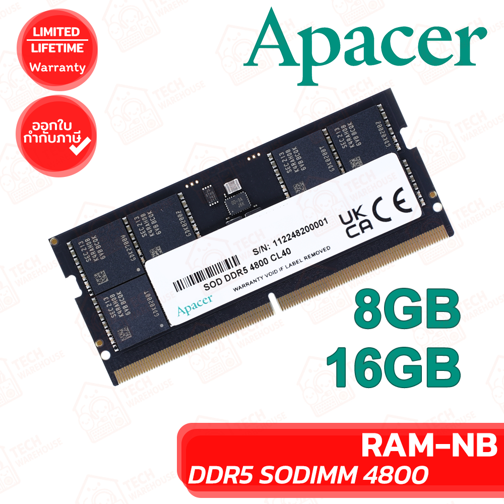 Apacer RAM-NB DDR5 Notebook Memory Module SODIMM 4800 [8GB, 16GB] แรมสำหรับโน๊ตบุ๊ค ของแท้ ...