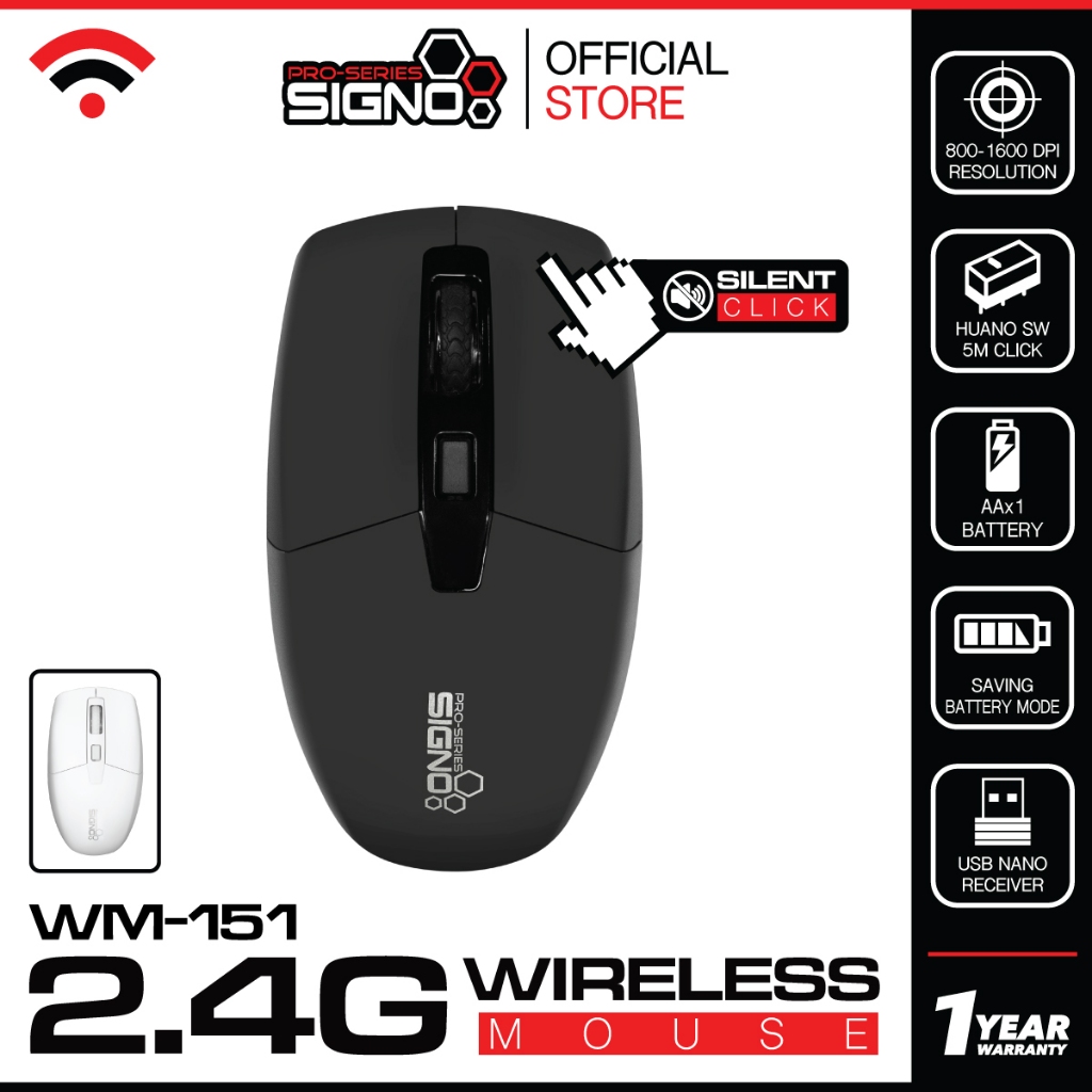 SIGNO 2.4G Wireless Optical Mouse รุ่น WM-151 (เมาส์ ไร้สาย) | Shopee ...