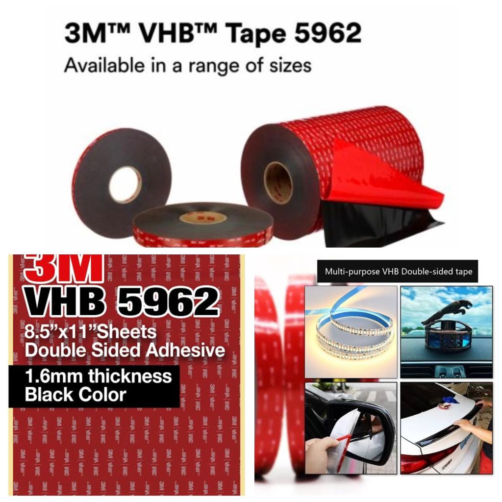3M 5962 VHB Tape กาวอะคริลิกสีดำ หนา 1.6 mm. ประสิทธิภาพสูง ยึดถาวร ...