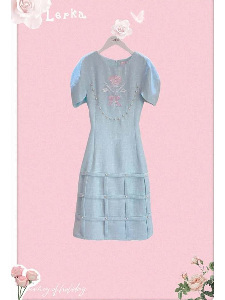 เดรสสีฟ้า Lunara Lerka Blue | Shopee Thailand