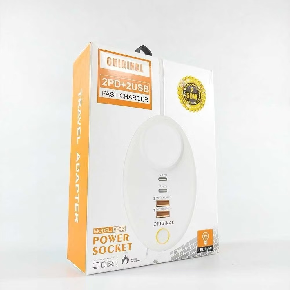ที่ชาร์จเร็ว 2025 PD 50W 2USB + 2Type-C สถานีชาร์จพร้อมไฟ LED | Shopee Thailand
