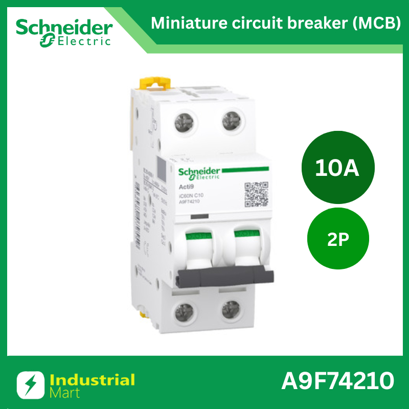 Schneider A9F74210 MCBActi9 iC60N C-Curve,400VAC,2P 10A 10kA | Shopee Thailand