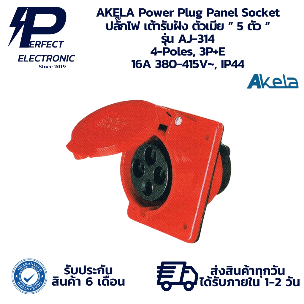 AJ-314 AKELA Power Plug Panel Socket ปลั๊กไฟ เต้ารับฝัง ตัวเมีย “ 5 ตัว ...