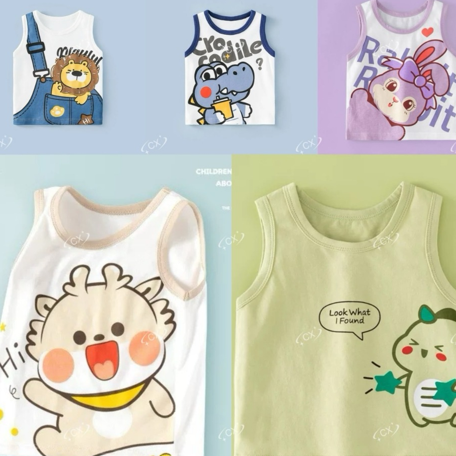 MC112 เสื้อกล้ามเด็ก เสื้อยืดเด็ก ลายการ์ตูน ผ้าไหมนม นิ่มสบาย งานเข้า ...