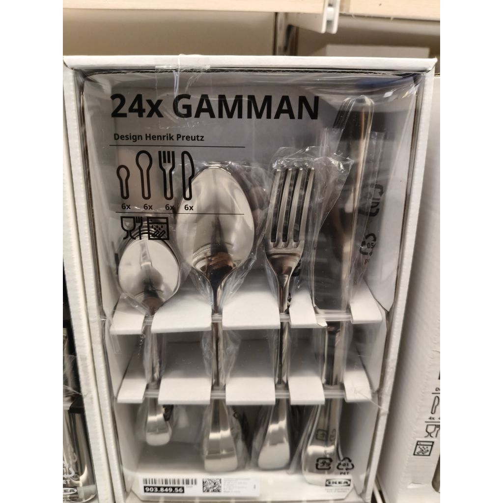 IKEAshopping IKEA GAMMAN กัมมัน ชุดช้อนส้อมมีด 24 ชิ้น , สเตนเลส ...