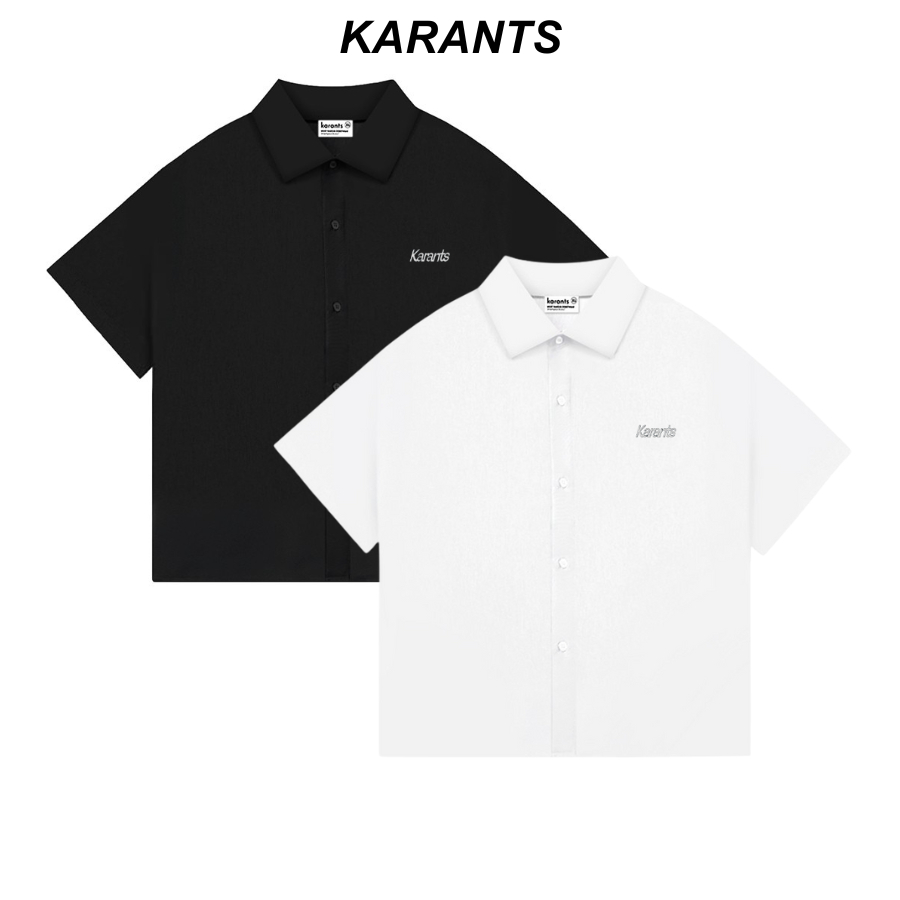 Karants เสื้อเชิ้ตสีพื้นโลโก้โลหะ ผ้า Cotton เย็น Premium Form Cropped ...