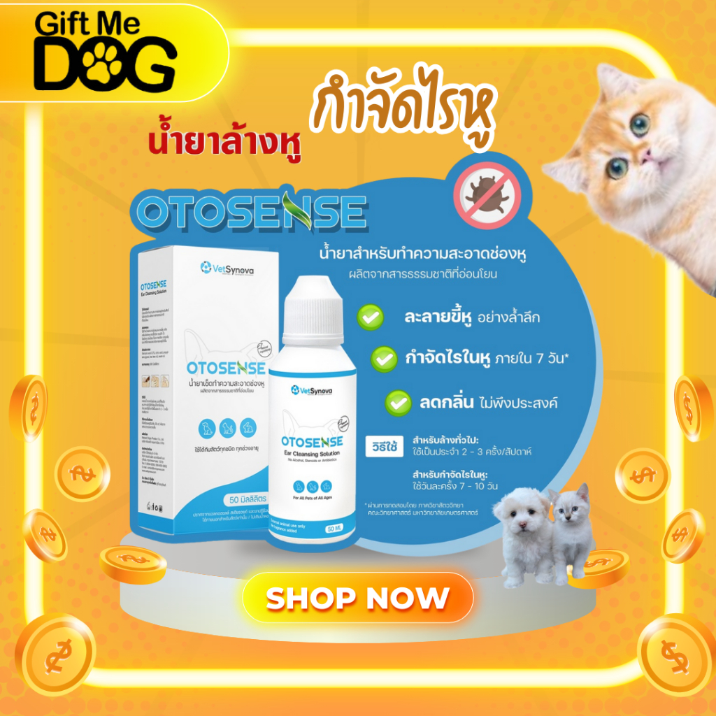 Otosense น้ำยาเช็ดทำความสะอาดช่องหู ไรในหู ฆ่าเชื่อแบคทีเรีย รา ปริมาณ ...