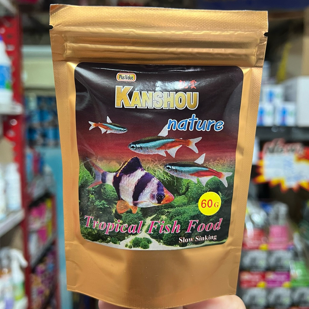 อาหารปลาสวยงามเม็ดจมช้าๆ KANSHOU NATURE 60g. Tropical Fish Food Slow ...
