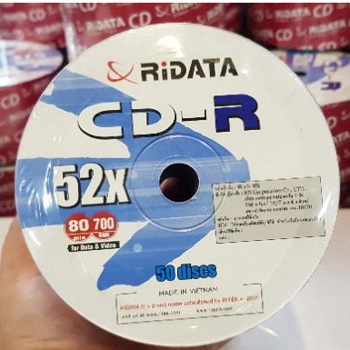 Ridata CD-R 52x / 80 min 700MBหน้าปริ้นท์ Data&Video แพ็คละ 50 แผ่น | Shopee Thailand