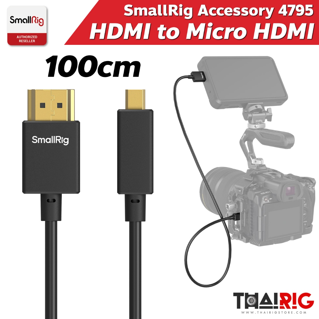 📌ส่งจากไทย📦 SmallRig Micro HDMI to HDMI 100cm 4795 (D to A) สายอ่อน ...