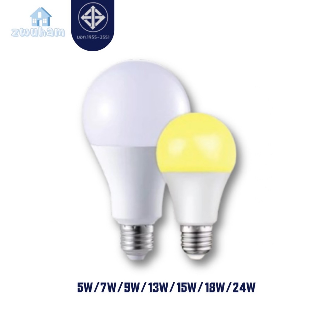 หลอดไฟปิงปอง สีวอร์มไวท์ สีขาว ขั้วE27 หลอดประหยัดไฟ LED 5W / 7W / 9W / 13W / 15W / 18 / 24W ...