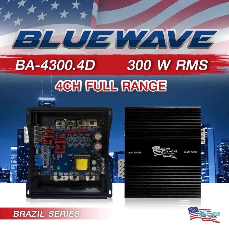 เพาเวอร์ แอมป์ Class D 4ch Bluewave รุ่น BA-4300.4D (Brazil) 300W RMS | Shopee Thailand