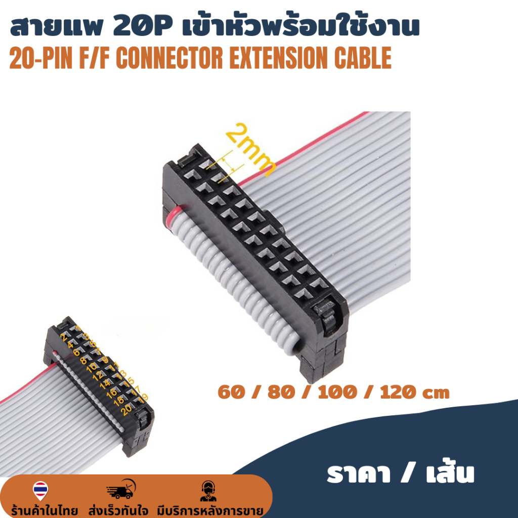 สายแพ 20P 20Pin เข้าหัวพร้อมใช้งาน ต่อบอร์ดโมดูล สายไฟ สายเคเบิล IDE 1 ...
