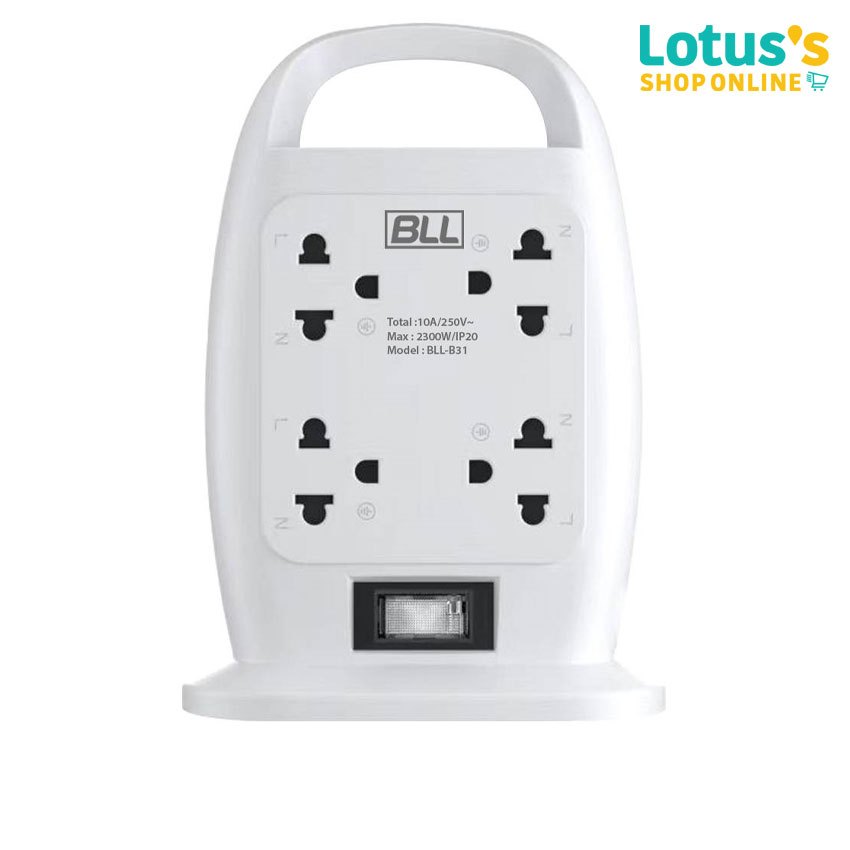 บีแอลแอล ปลั๊กไฟ TOWER 1สวิตซ์ 8ช่อง 3ม. รุ่น B32 BLL PLUG TOWER 1SWITCH 8 SOCKET 3M B32 ...