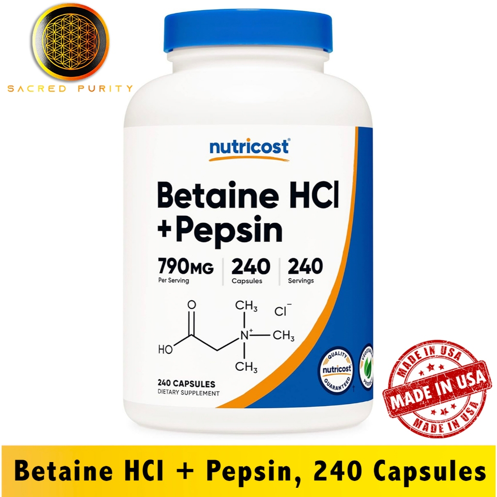 Nutricost, Betaine HCl + Pepsin, 240 Capsules - [EXP 12/2027] | Shopee ...