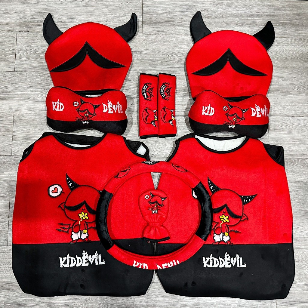 ️พร้อมส่ง หุ้มเบาะรถยนต์ลายเดวิล Kid Devil ️️ ( เบาะนั่งสีดำ ) ผ้า ...