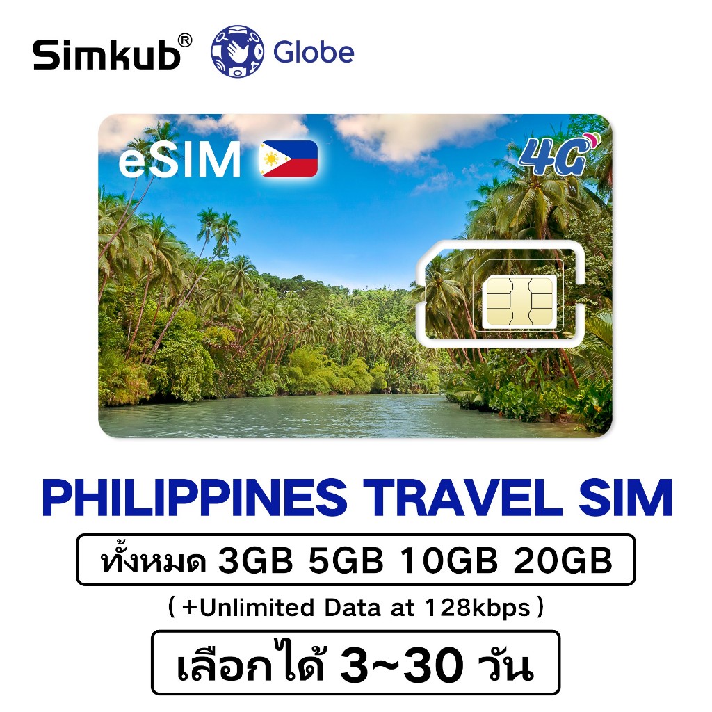 eSIM PHILIPPINES ซิมการ์ดท่องเที่ยวฟิลิปปินส์ 4Gอินเตอร์เนต ทั้งหมด 3 ...