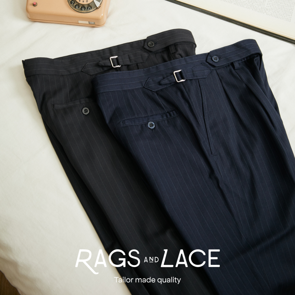 Rags and Lace กางเกง Pinstripe ผ้า Premium wool สี Navy, Black | Shopee ...