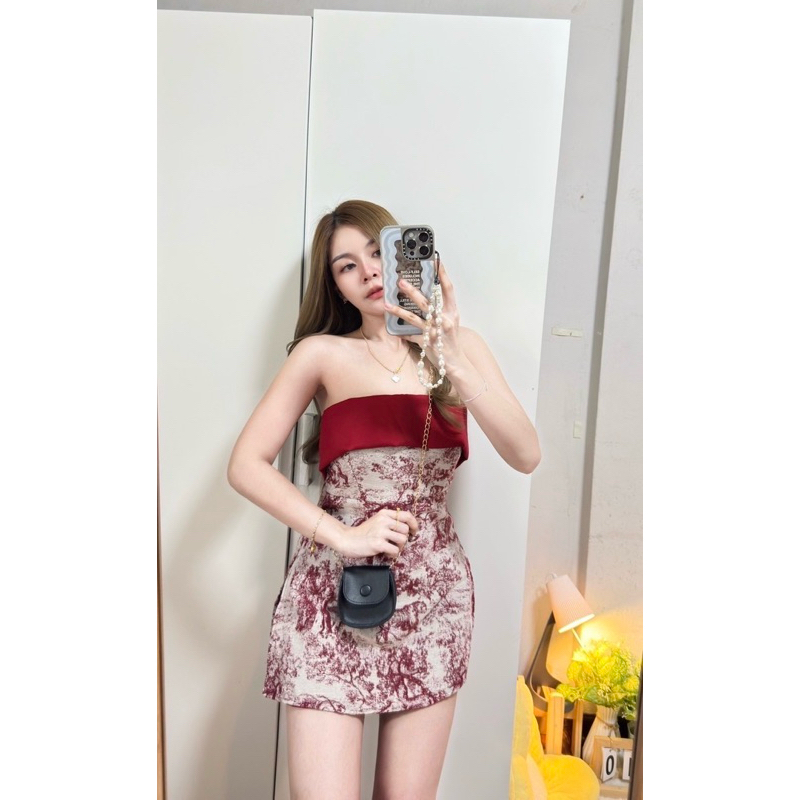 Phapassz - เซท 3 ชิ้น เกาะอก มาพร้อมกางเกงขาสั้น กระเป๋าจิ๋ว ผ้าทอลายอย่างสวยทั้งชุด Roseshop ...