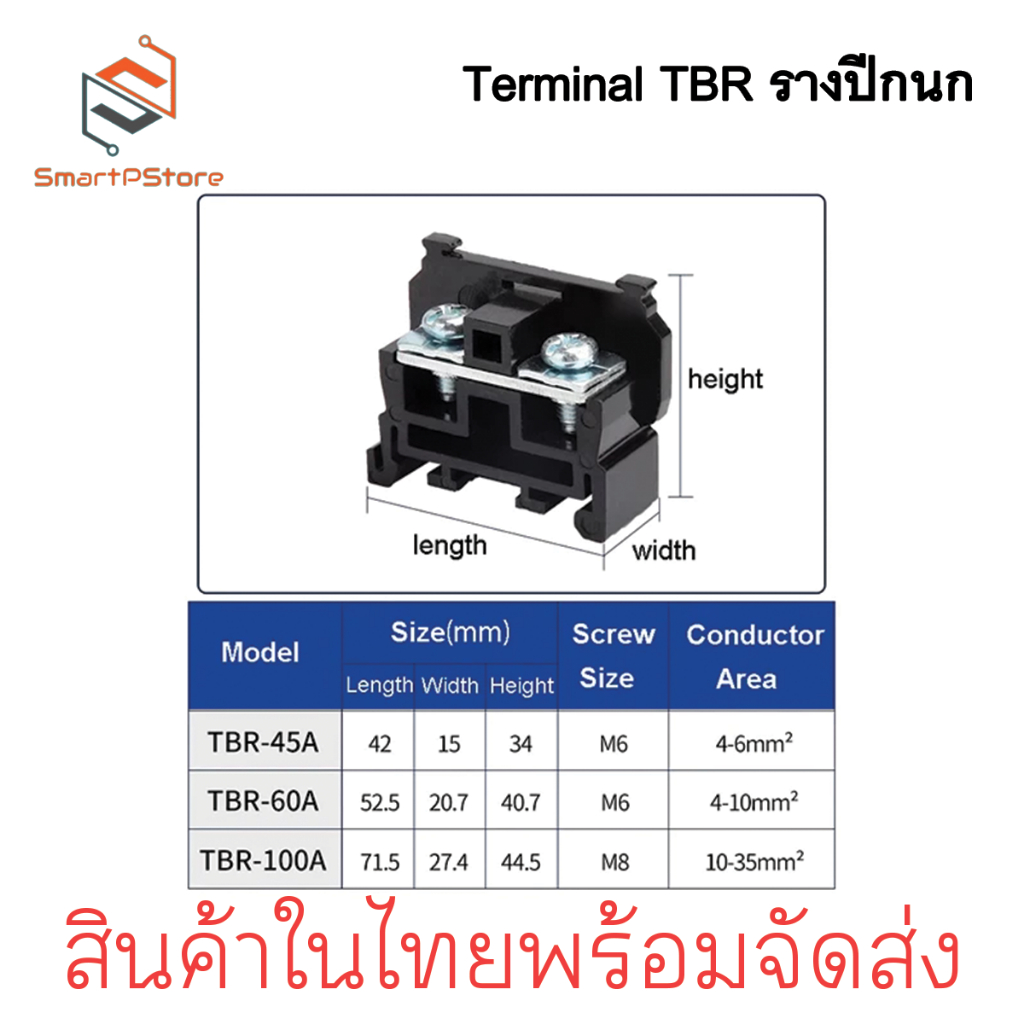 TBR เทอร์มินอลใส่รางปีกนก Terminal Block ฝาปิดTBR-45 TBR-60 TBR-100 ...