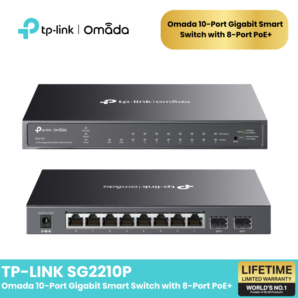 TP-Link SG2210P เป็น Gigabit PoE Switch มาตรฐาน 802.3af/at จำนวน 8 ช่อง ...