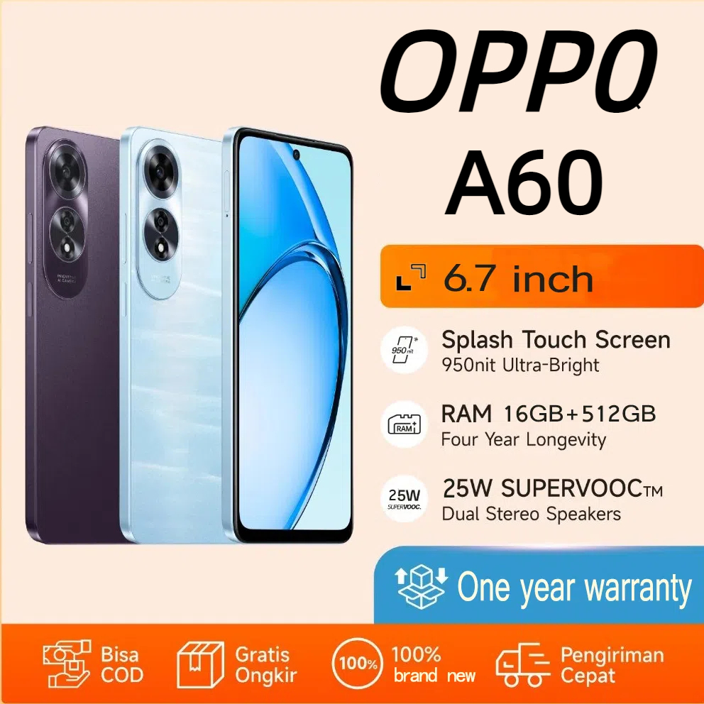 สมาร์ทโฟน OPP0 A60 โทรศัพท์มือถือดั้งเดิม 16 + 512GB Android โทรศัพท์ ...