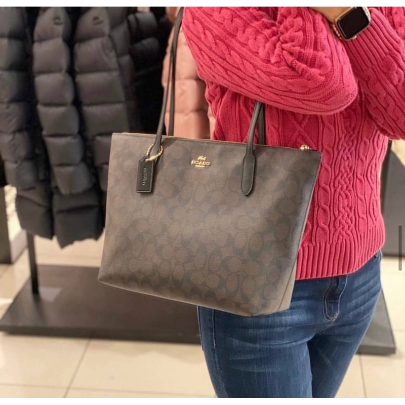 COACH 4455 ZIP TOP TOTE IN SIGNATURE CANVAS มีซิปปิดค่ะ | Shopee Thailand