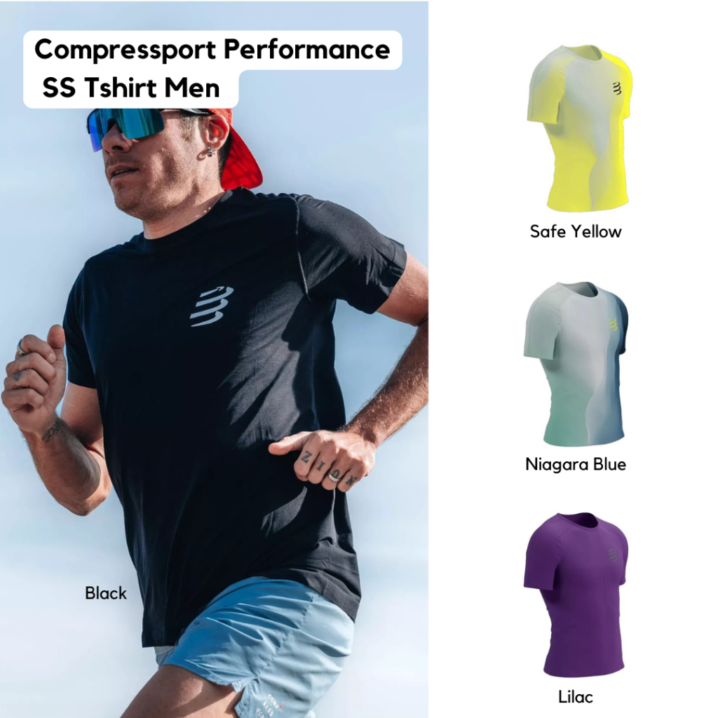 [พร้อมส่ง] COMPRESSPORT เสื้อวิ่งผู้ชาย แขนสั้น PERFORMANCE SS TSHIRT ...