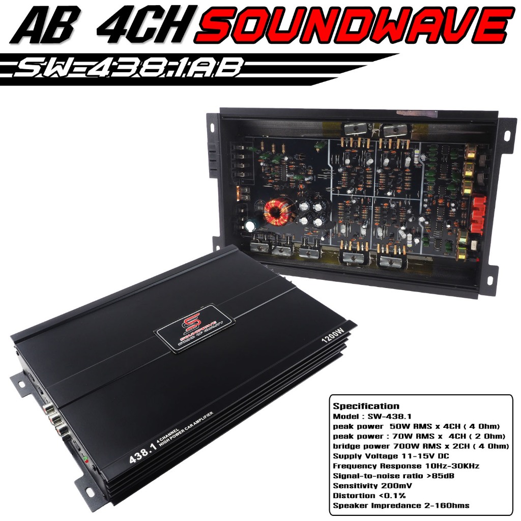 SOUNDWAVE POWER AB 4CH SW-438.1AB พาวเวอร์แอมป์ 4 Ch.Class AB เพาเวอร์ ...