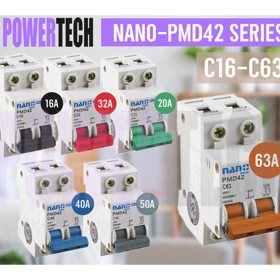 เซอร์กิตเบรกเกอร์ 2P 20A NANO PLUS PMD42 C16,PMD42C63,PMD42C50,PMD42C32,PMD42C20 | Shopee Thailand