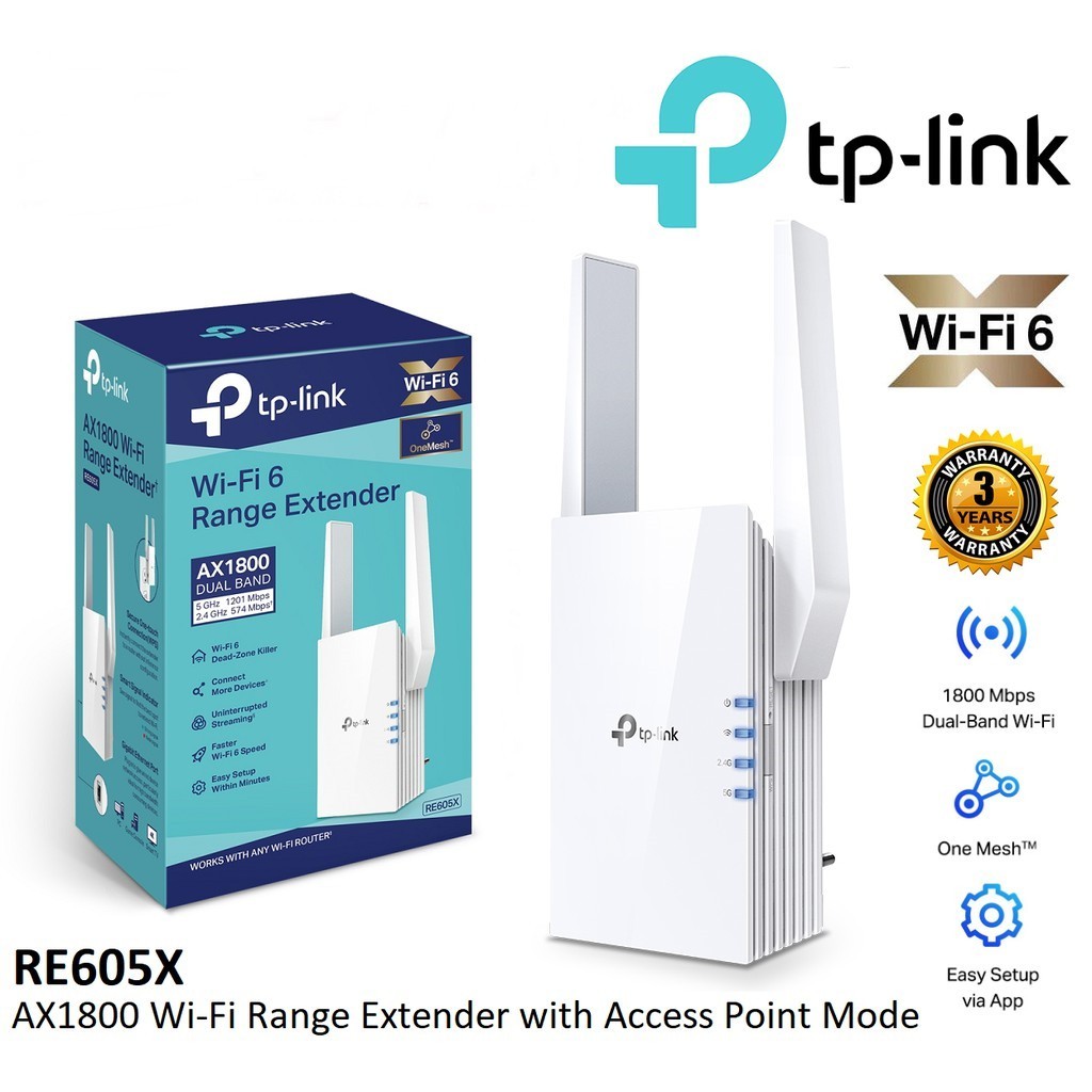 ตัวขยายสัญญาณ TP-LINK (RE505X RE605X RE705X) AX3000 Mesh WiFi 6 Range ...