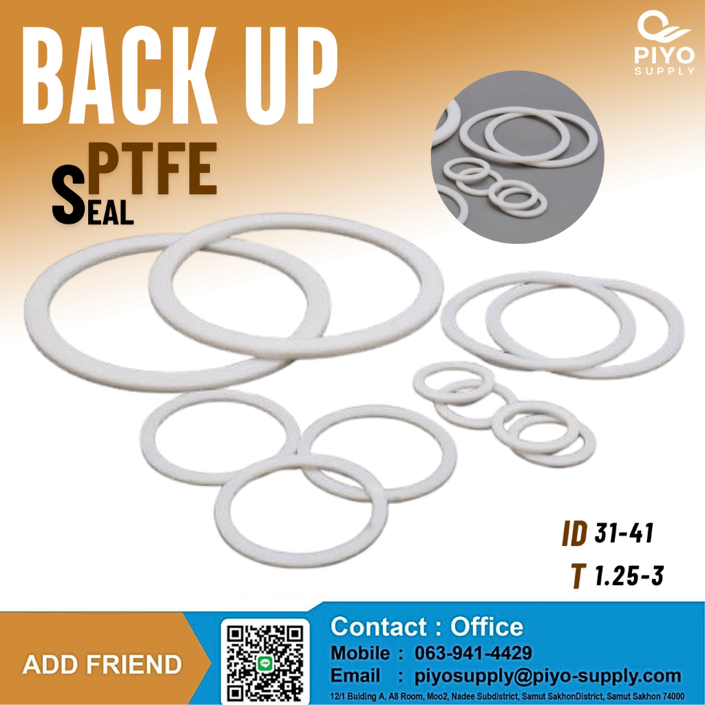 BACK UP PTFE SEAL แหวนรับแรงดัน Size 31X37X1.25/ 31.5X37.5X1.25 ...
