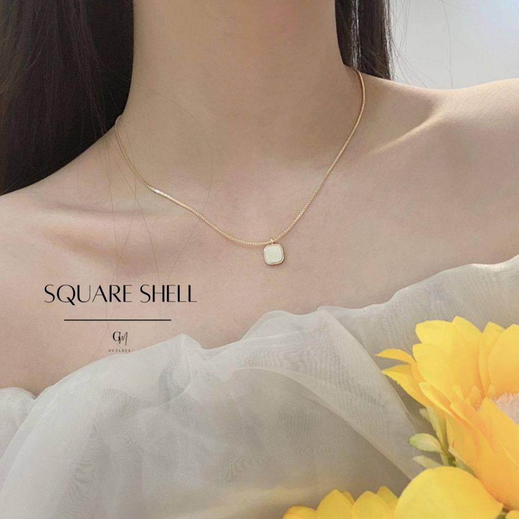 OUTLETS ล้างสต็อกจากโรงงานตรง สร้อยคอ Square Shell Necklaces สร้อยทอง ...