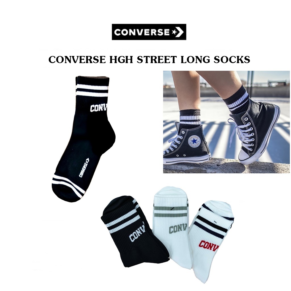 [ลด30% เก็บโค้ด 2509FASHDD] CONVERSE HIGHT STREET LONG SOCKS COTTON ...