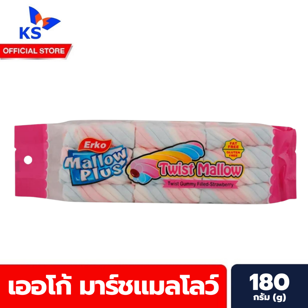 Erko เออโก้ มาร์ชแมลโลว์เกลียว กลิ่น สตรอเบอร์รี่ 24 ชิ้น Twist Mallow ...