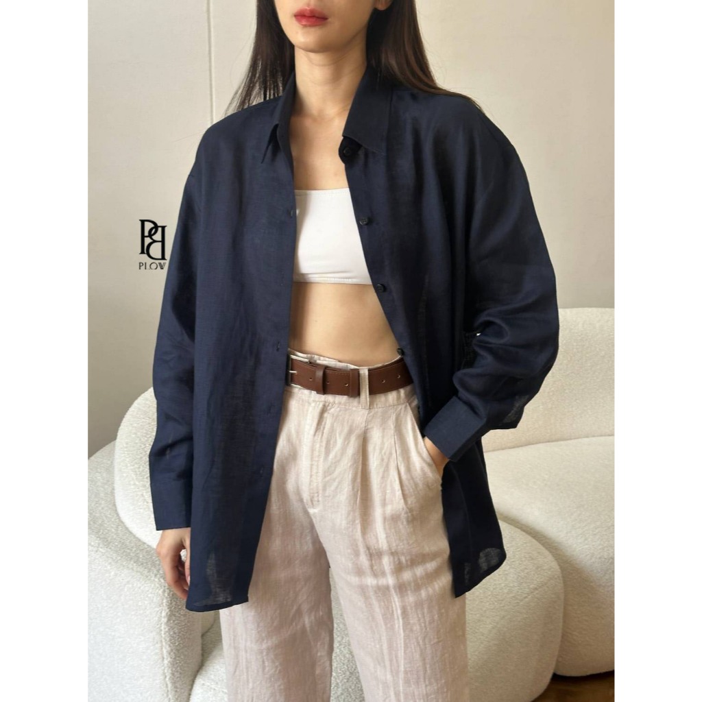 [เฉพาะเสื้อ] PLOWBRANDS TL0001 เสื้อเชิ้ตตัวใหญ่ลินินแท้ Oversized ...