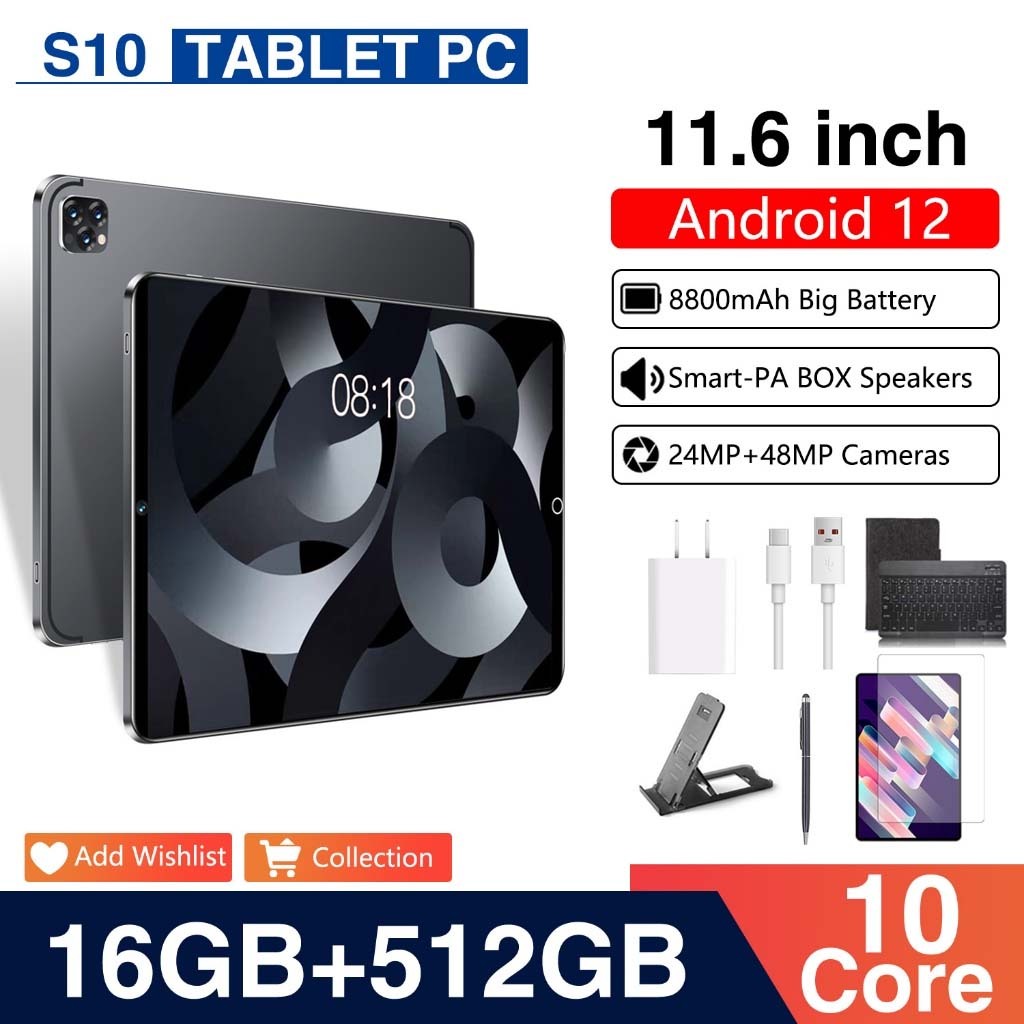 【ซื้อ 1 แถม 6】 Galaxy S10 Pro แท็บเล็ต 5G wifi Dual SIM Cards tablet 11 ...