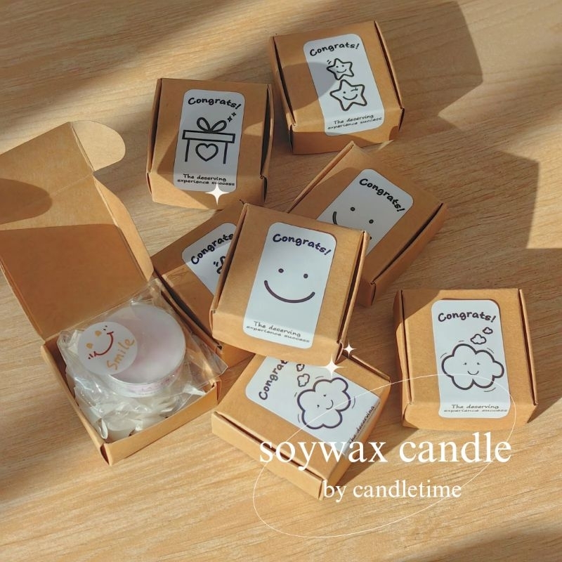 เทียนหอม พร้อมกล่อง+สติกเกอร์ congart ,have a good day | Shopee Thailand