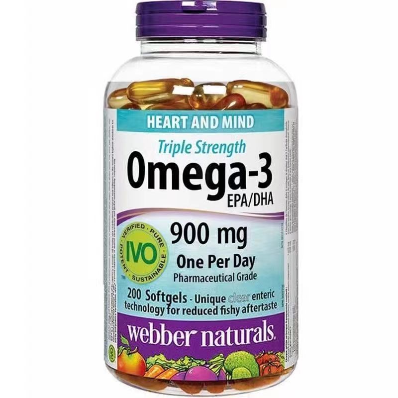 EXP:2026 webber naturals Fish Oil OMEGA-3 Fish Oil 900mg 200 Softgels ...