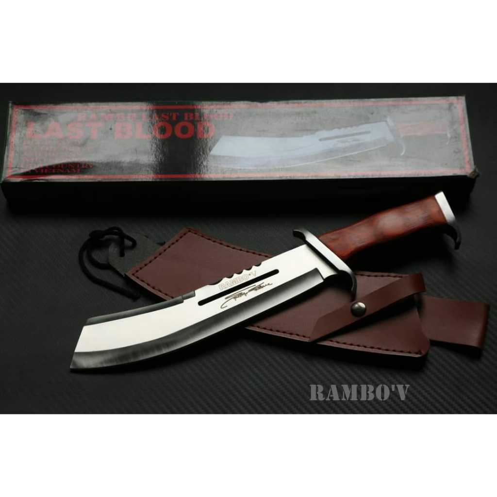 มีดเดินป่าRAMBO V knife ด้ามไม้แท้ ขนาด 16 นิ้ว OEM พร้อมซองหนัง | Shopee Thailand