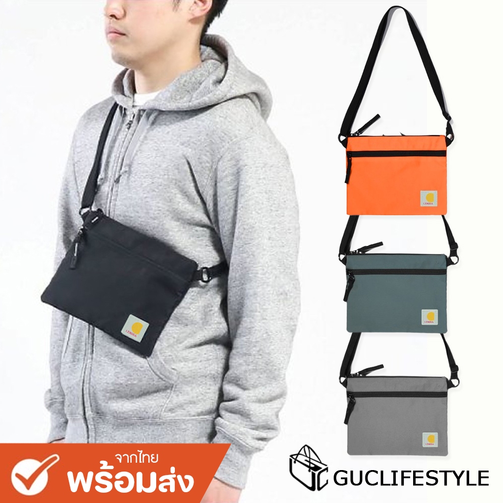 GUCSELECTED(B1336) กระเป๋าสะพายข้างป้ายทอ LENIRA ด้านหน้า สามารถ ...