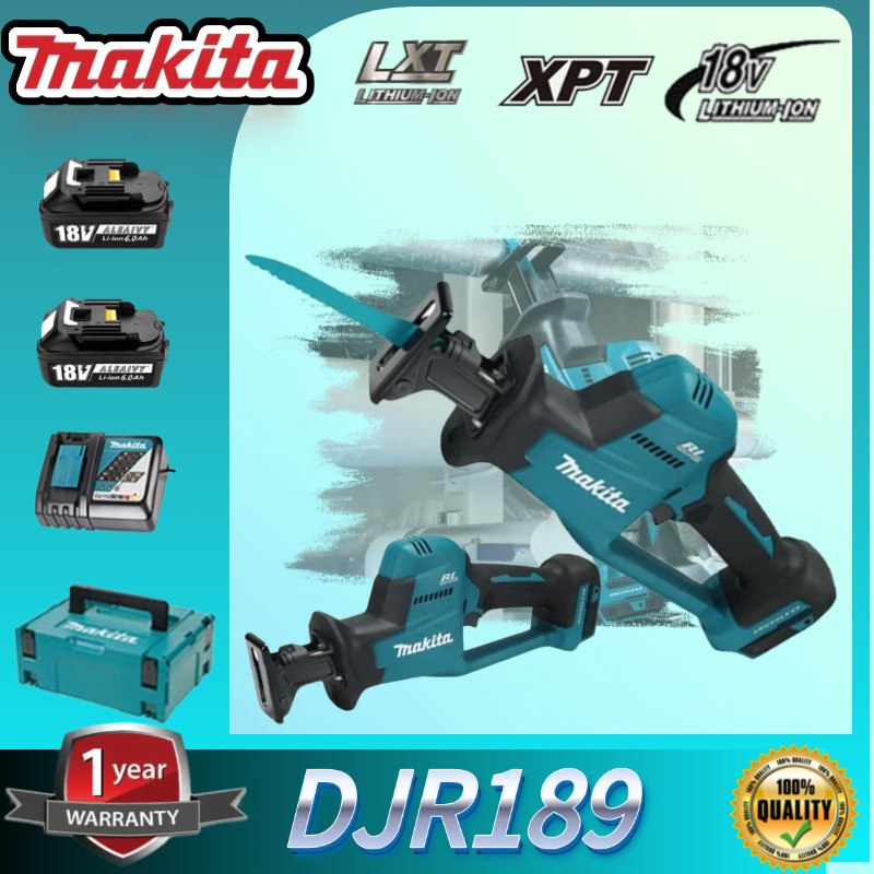 Makita Genuine DJR189, แบตเตอรี่ลิเธียม 18V, เลื่อยลูกสูบแบบชาร์จไฟไร้แปรงถ่าน, เลื่อยกระบี่ ...