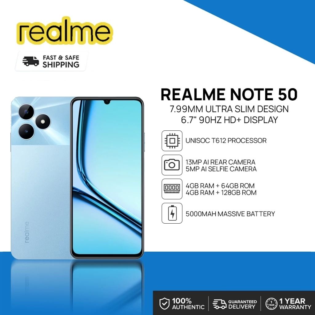 [NEW] Realme note 50 (3+64,4+128GB) 丨จอใหญ่6.74นิ้ว แบตเตอรี่5000mAh ...