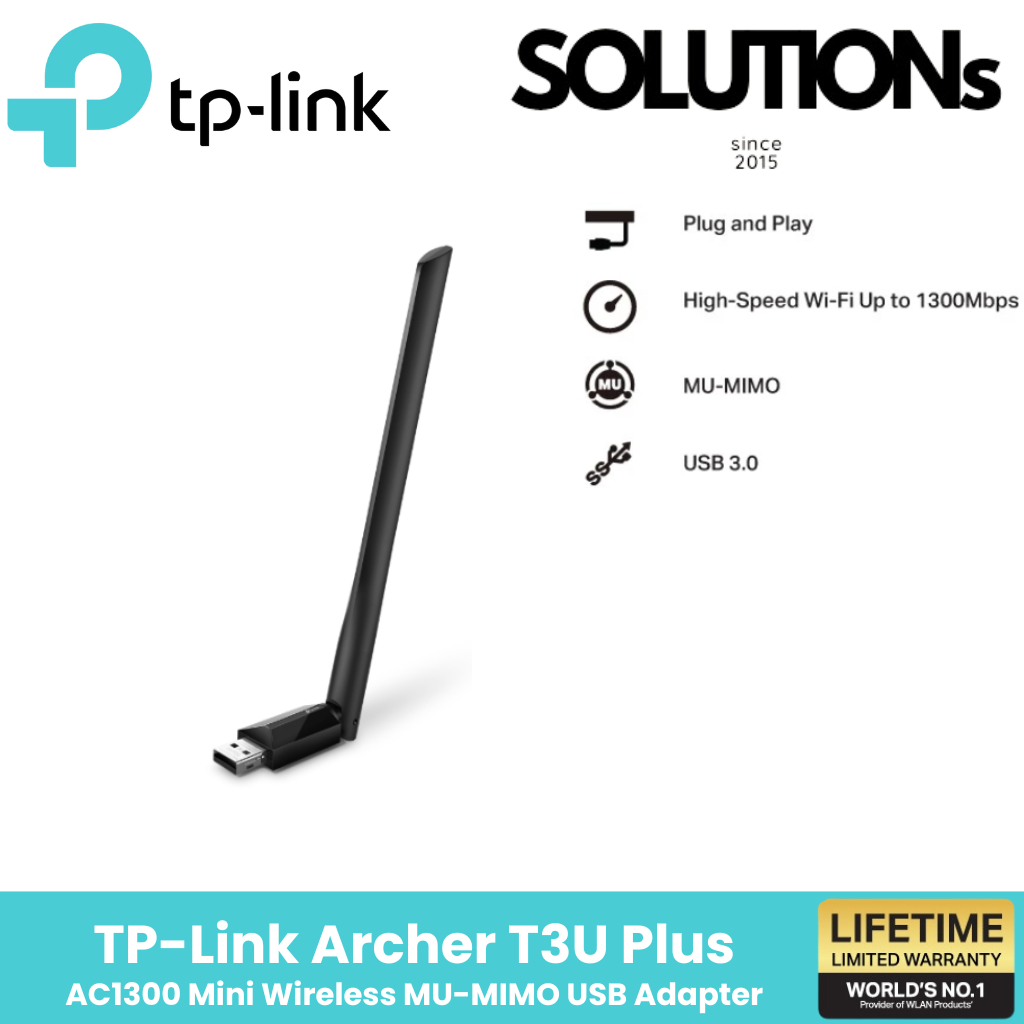 TP-Link Archer T3U Plus AC1300 High Gain Wireless Dual Band USB Adapter ...