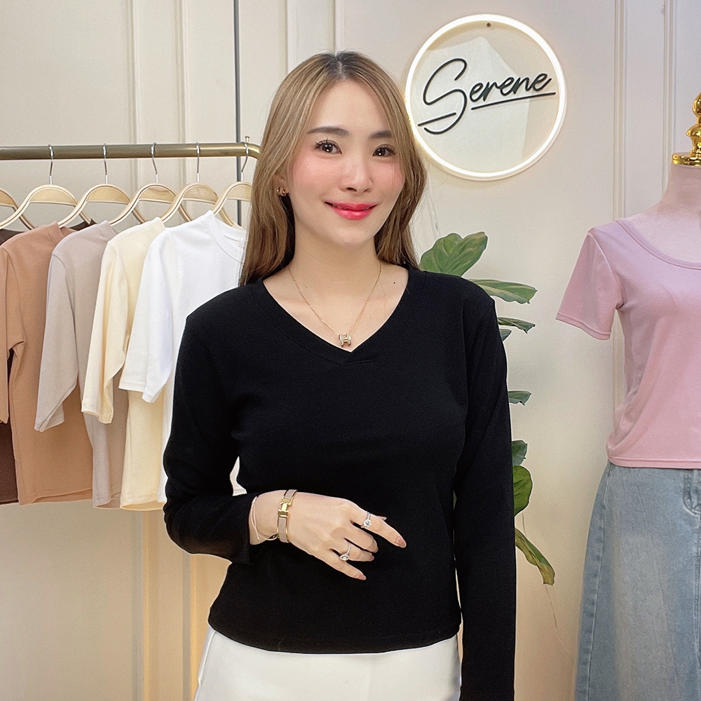 Serene's Choice เสื้อคอวีแขนยาว หน้าผ้า 30/35 นิ้ว ผ้าคอตตอนญี่ปุ่น Long Sleeve 30/35" V-neck ...