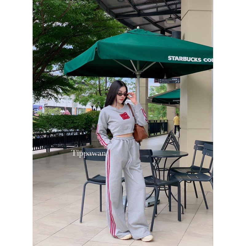 Phapassz - Set Setแขนยาว ตีแถบทั้งตัว มาพร้อมกางเกงขายาวแบบใส่สบายๆลุยๆ แบบชุดเดียวจบ Tippawan ...