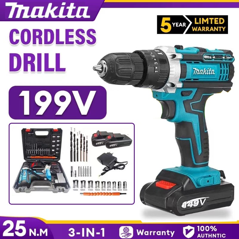 ⭐Makita สว่านไร้สาย สว่านแบต 299V มีระบบกระแทก Cordless Impact Drill | Shopee Thailand