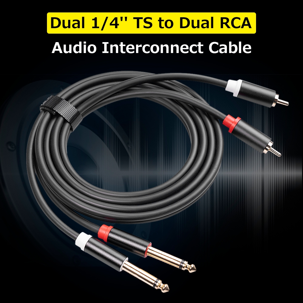 Dual 1/4'' TS to Dual RCA Audio Interconnect Cable 6.35mm Male TS to ...