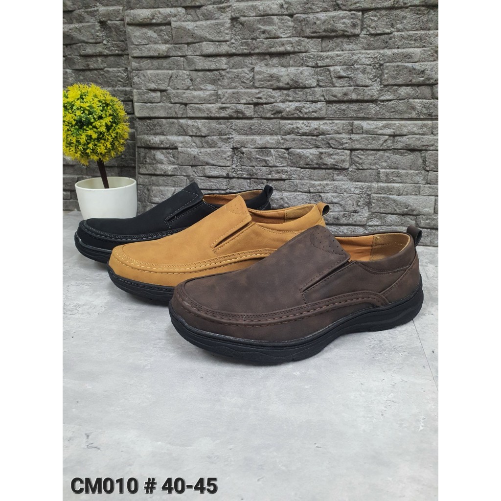 CM010 รองเท้าหนังลำลองผู้ชายหัวมน มี 3 สี ไซส์40-45 | Shopee Thailand