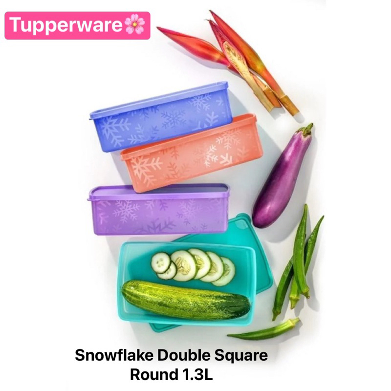 Tupperware รุ่น Snowflake Double Square Round (1ใบ) 1.3L สุ่มสี ...
